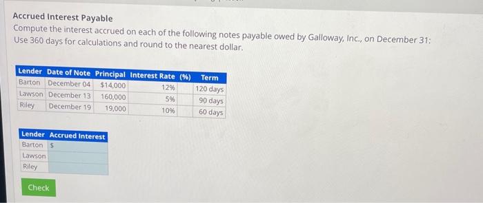 Solved Accrued Interest Payable Compute the interest accrued | Chegg.com