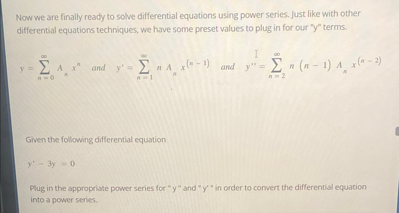 Solved Now we are finally ready to solve differential | Chegg.com