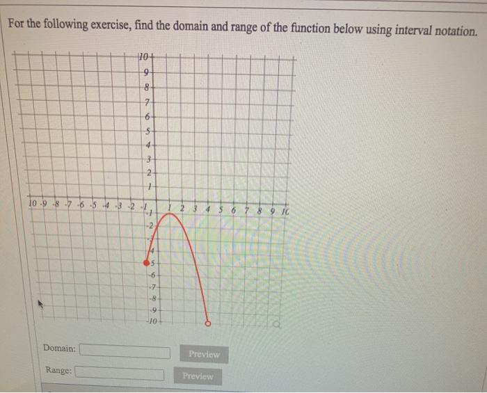 Solved For the following exercise, find the domain and range | Chegg.com