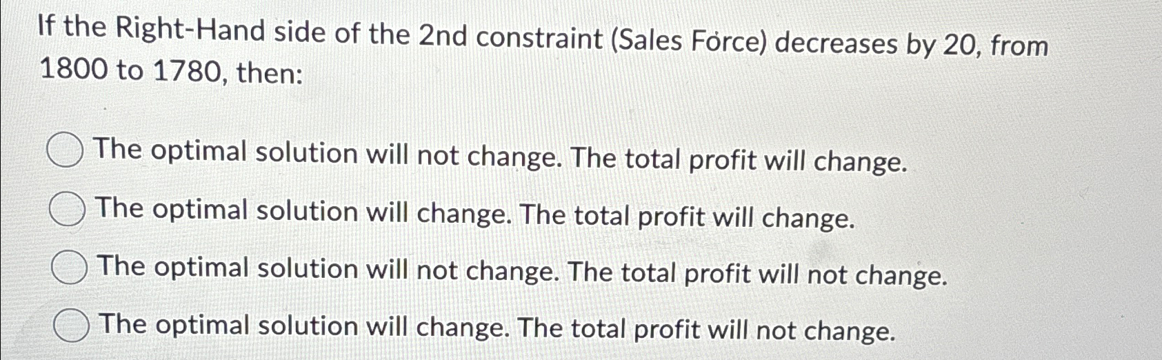 Solved If the Right-Hand side of the 2nd constraint (Sales | Chegg.com