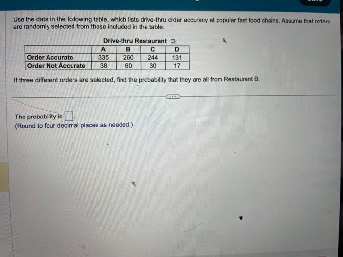 Solved Use the data in the following table, which lists | Chegg.com