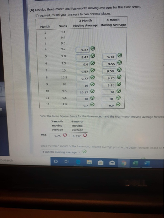 Solved b Develop Three Month And Four month Moving Chegg
