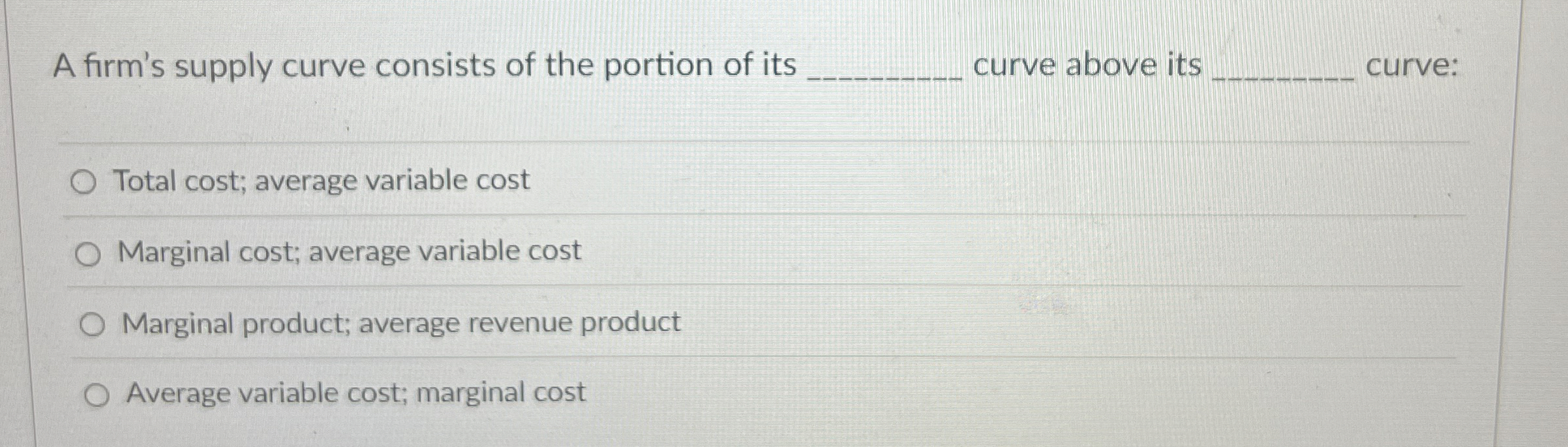 High Quality SOLUTION A firm's supply curve consists of the portion of its | Chegg.com