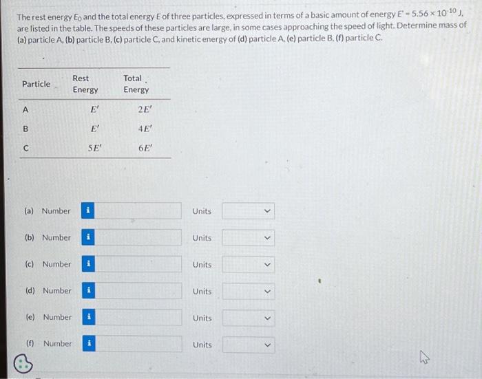 Solved The Rest Energy E0 And The Total Energy E Of Three