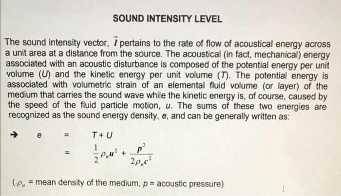 Solved The idea of "intensity" and the related Sound | Chegg.com