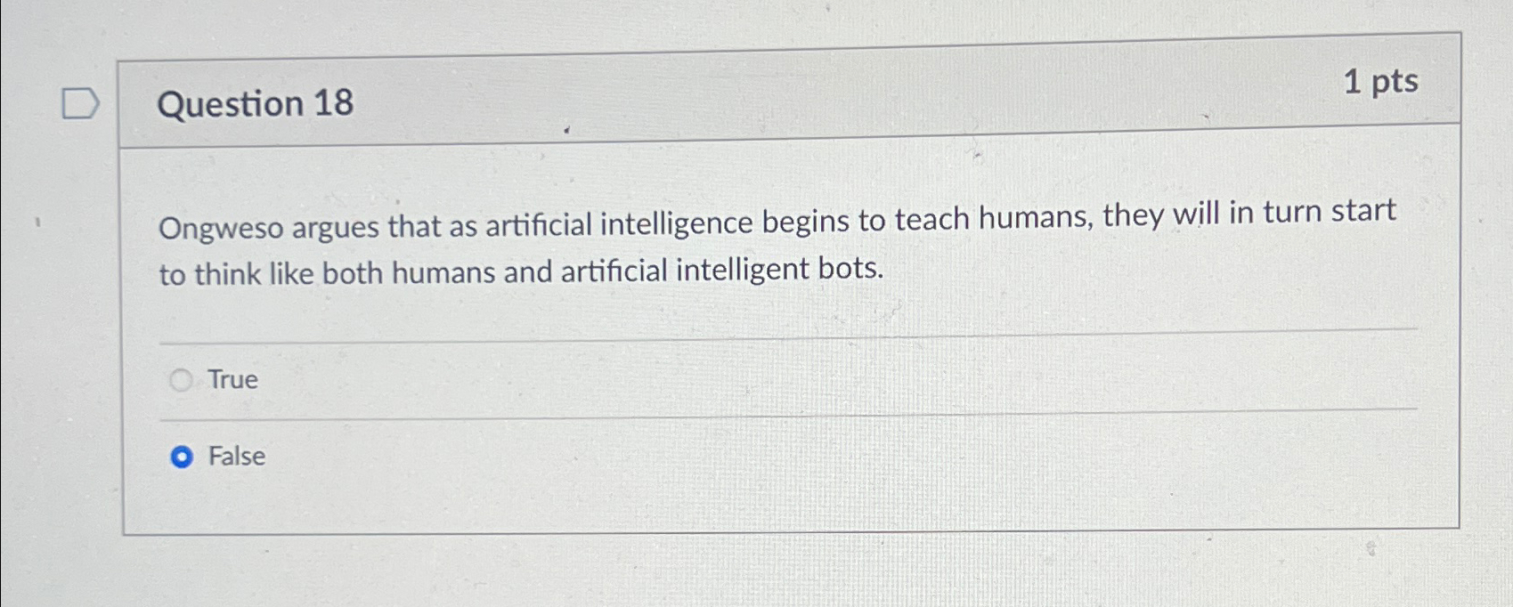 Solved Question 181ptsOngweso argues that as artificial | Chegg.com