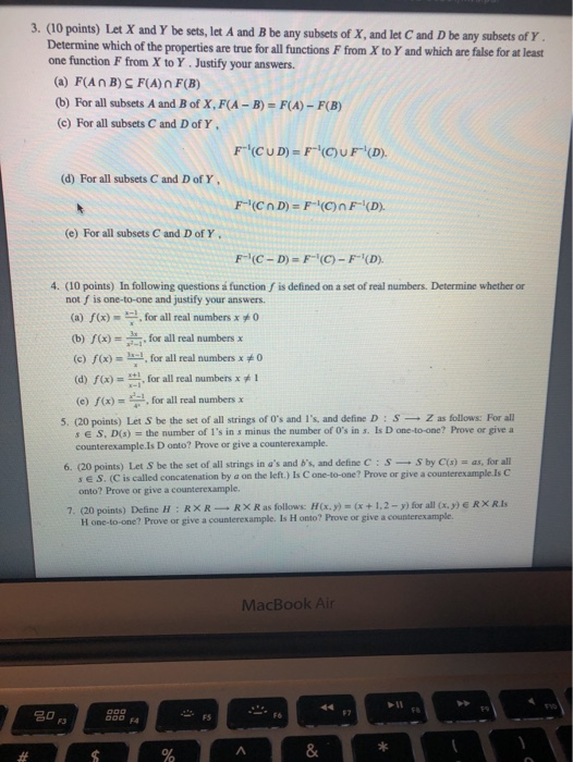 Solved 3. (10 points) Let X and Y be sets, let A and B be | Chegg.com Solved 3. (10 points) Let X and Y be sets, let A and B be | Chegg.com