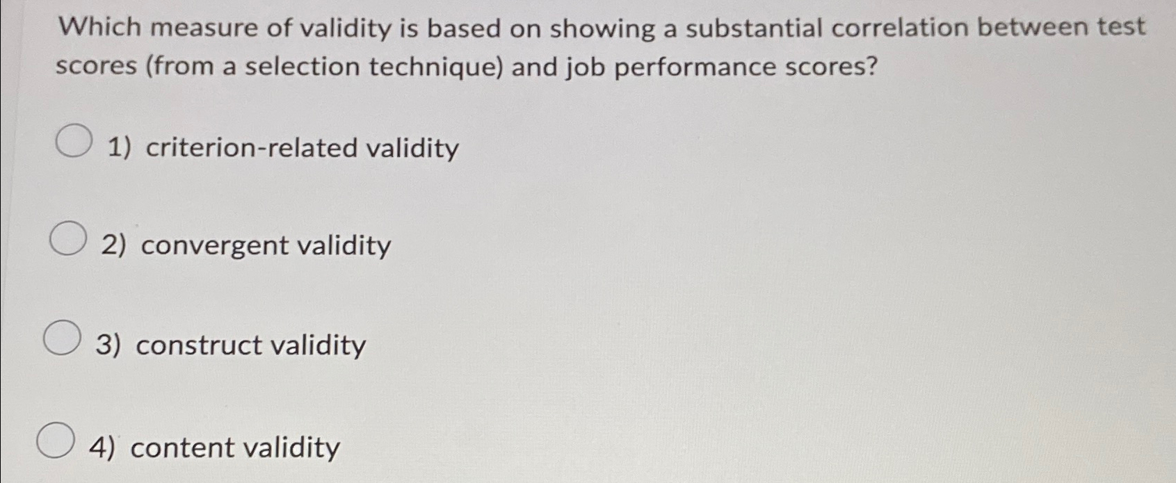 Solved Which measure of validity is based on showing a | Chegg.com
