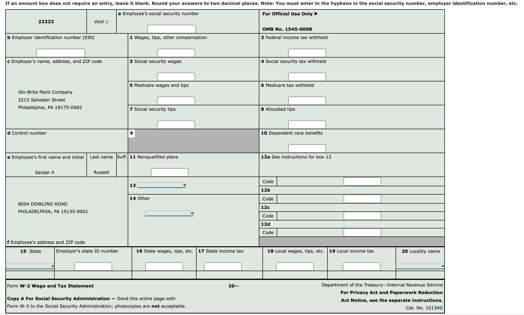 Solved The Payroll Department was informed that Serdar P. | Chegg.com