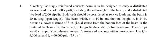 Solved A rectangular singly reinforced concrete beam is to | Chegg.com