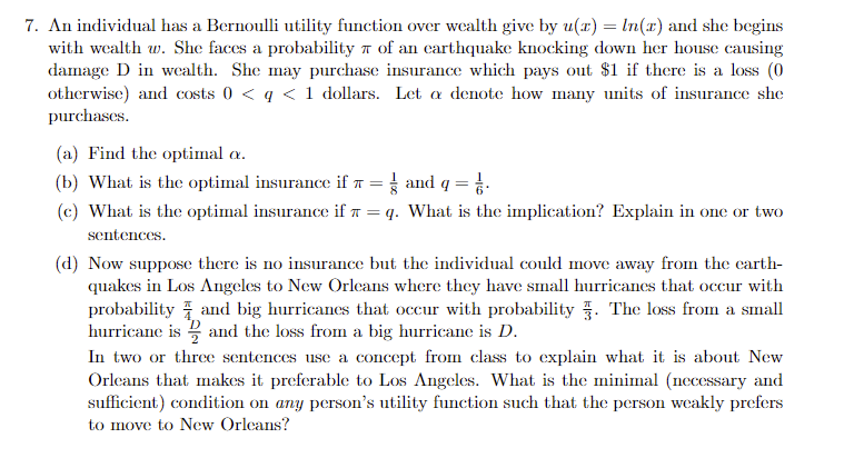 Solved An ﻿individual has a Bernoulli utility function over | Chegg.com