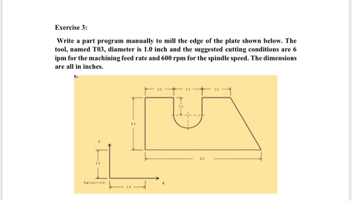 Solved Exercise 3: Write a part program manually to mill the | Chegg.com