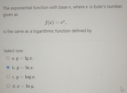 Solved The exponential function with base e, ﻿where e ﻿is | Chegg.com