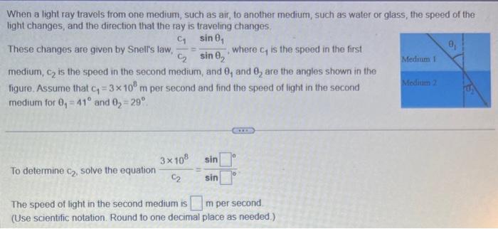 Solved When a light ray travels from one medium, such as | Chegg.com