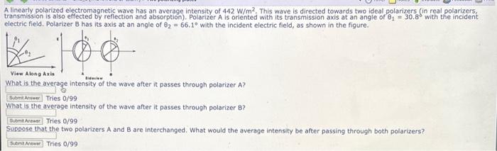 Solved A linearly polarized electromagnetic wave has an | Chegg.com