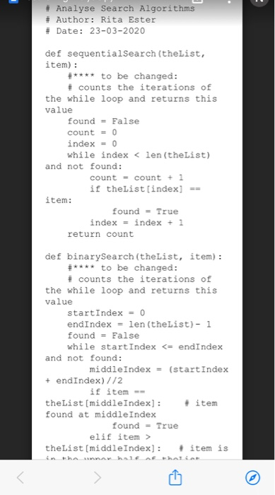 1. Download the incomplete) Python program Searching | Chegg.com