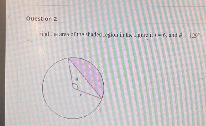 Solved Question 2 Find the area of the shaded region in the | Chegg.com