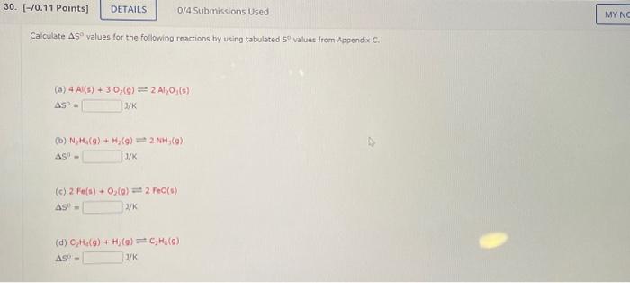 Solved Calculate ΔS∘ values for the following reactions by | Chegg.com