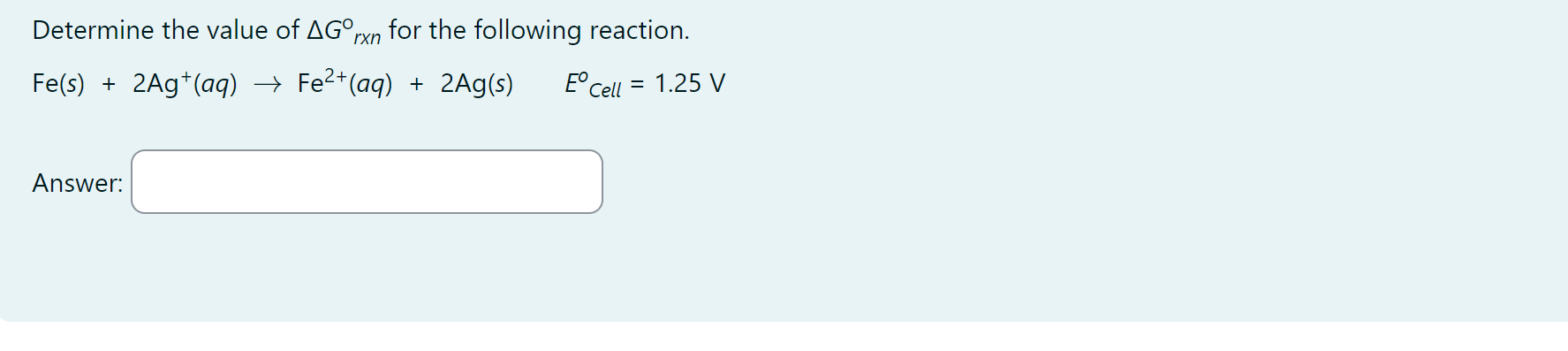Solved Determine the value of ΔG°?rxn ﻿for the following | Chegg.com