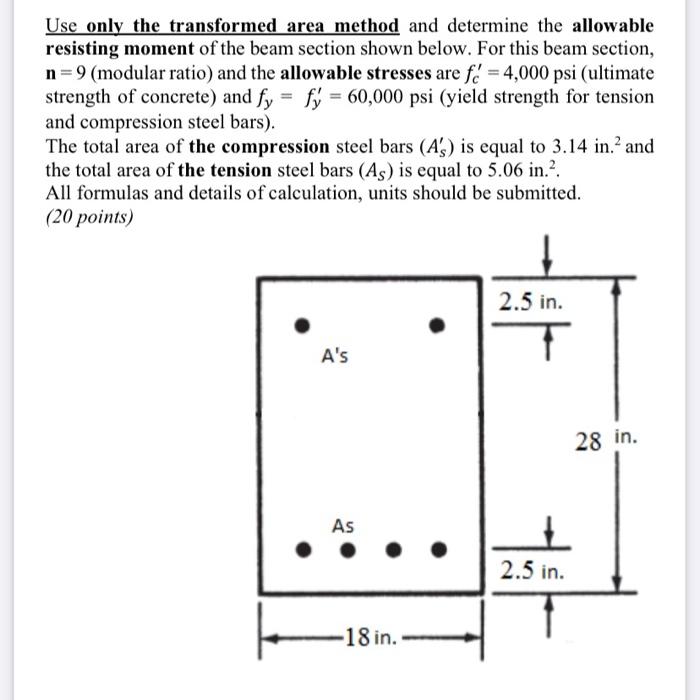 Solved Use only the transformed area method and determine | Chegg.com