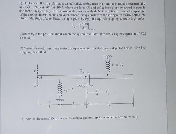 Solved 1) The force-deflection relation of a steel helical | Chegg.com