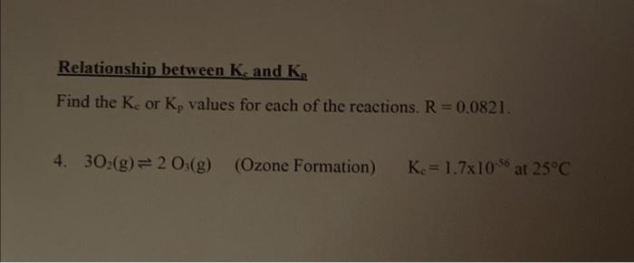 Solved Relationship between Kc and Kn Find the Kc or Kp | Chegg.com
