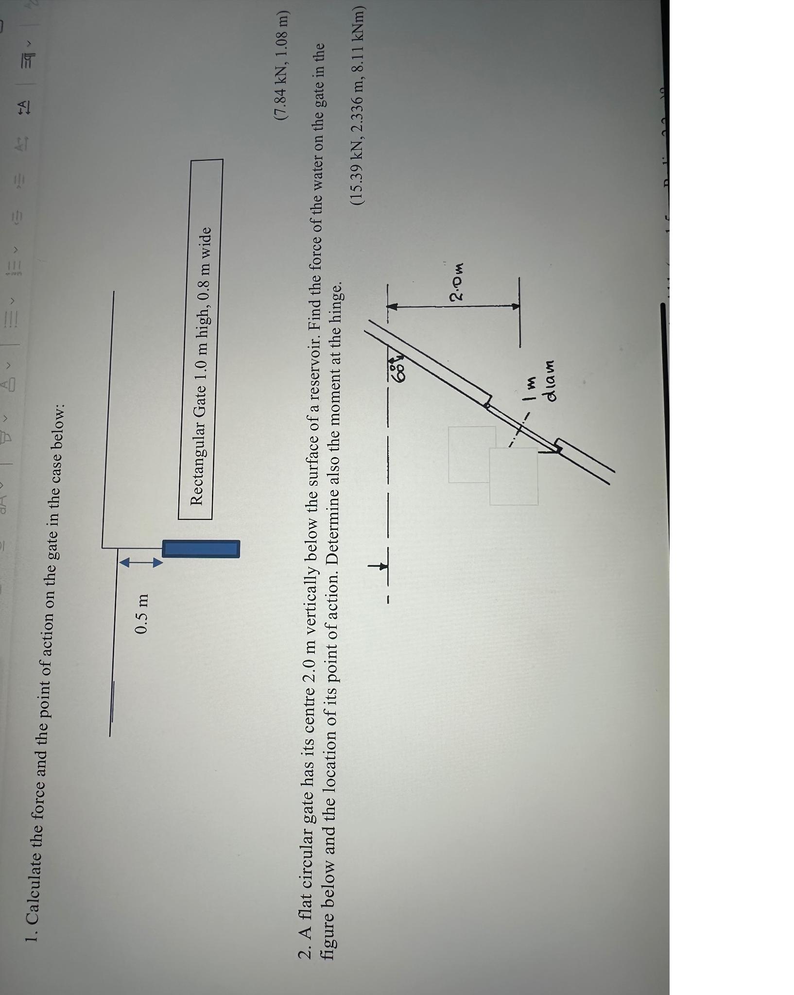 Solved Calculate the force and the point of action on the | Chegg.com
