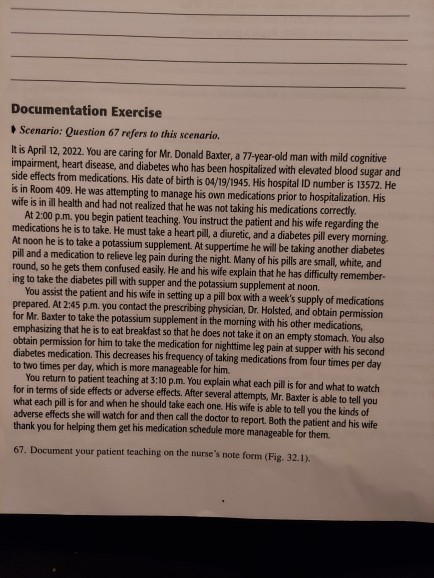 Solved Documentation Exercise Scenario: Question 67 refers | Chegg.com