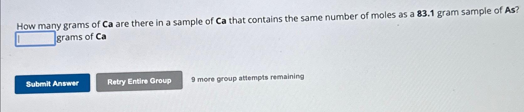 Solved How many grams of Ca ﻿are there in a sample of Ca | Chegg.com