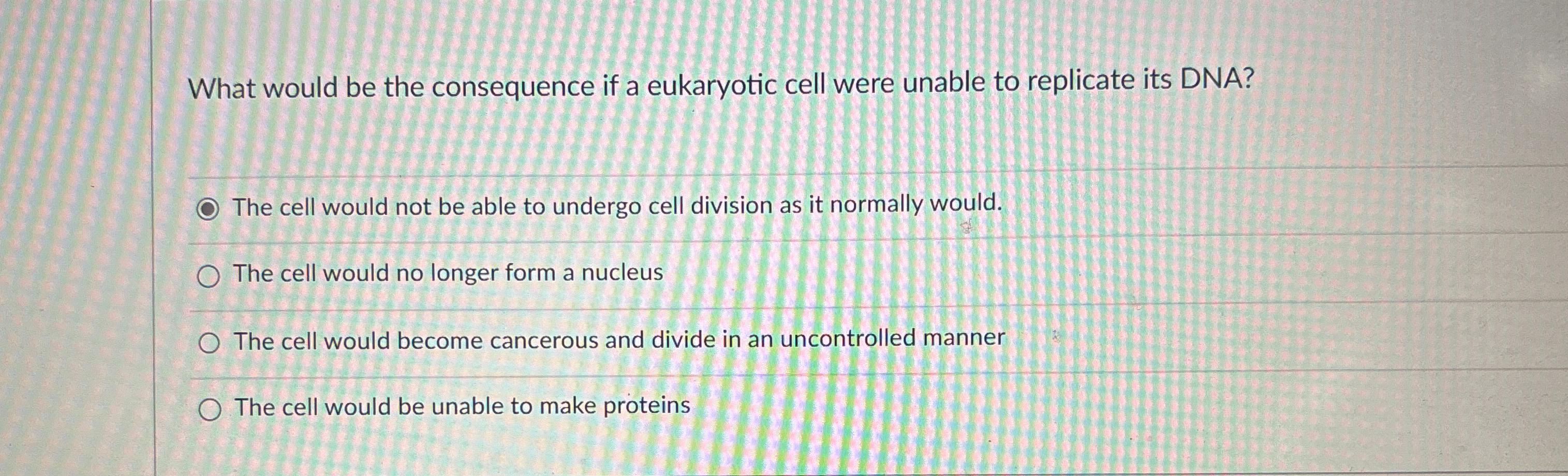 Solved What would be the consequence if a eukaryotic cell | Chegg.com