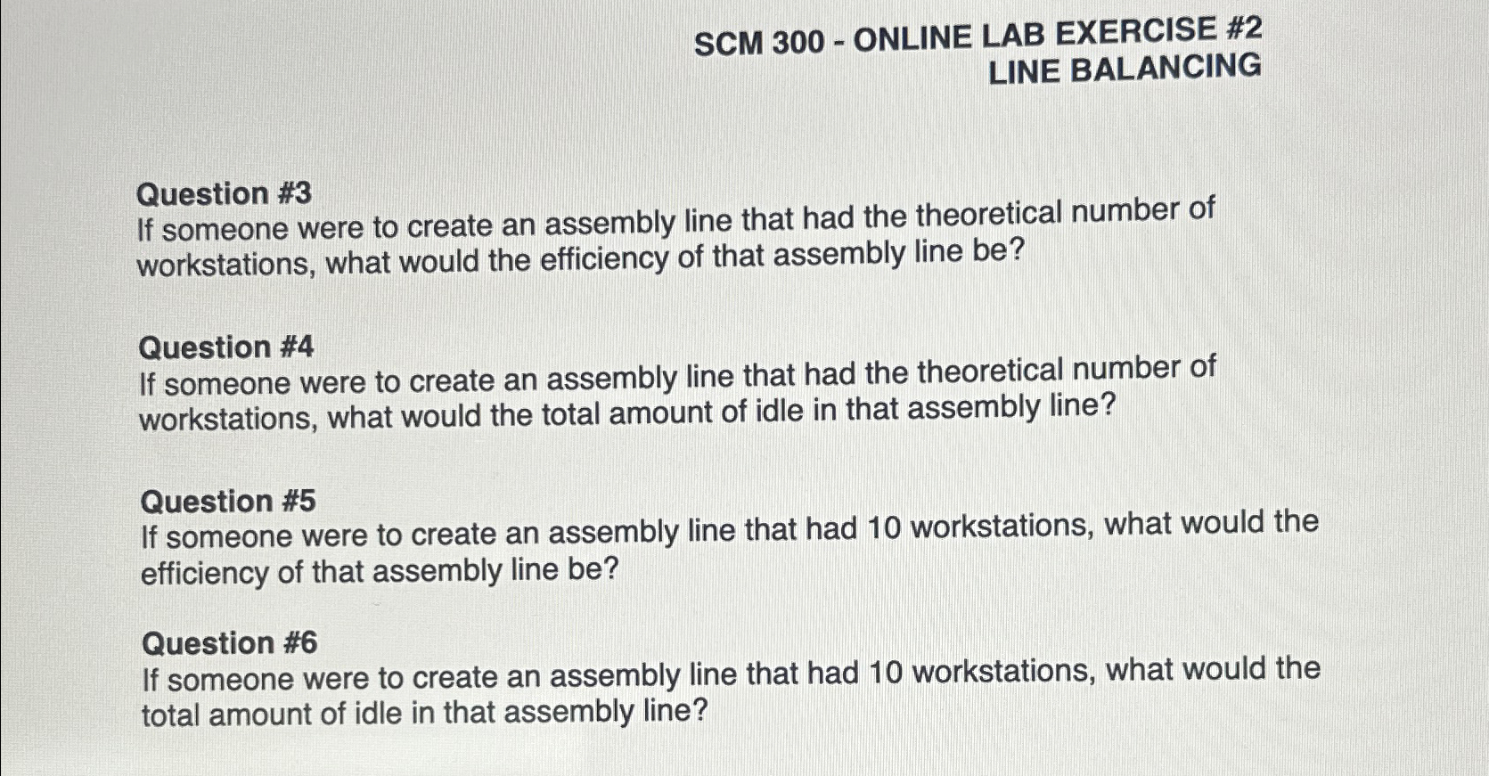 Solved SCM 300 - ﻿ONLINE LAB EXERCISE #2LINE | Chegg.com