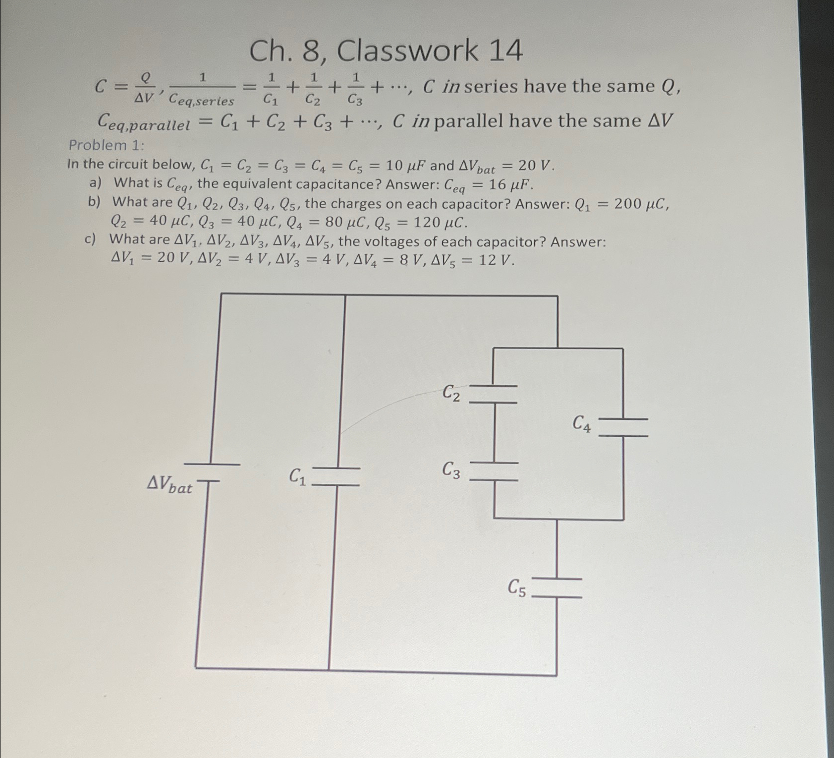Solved Ch. 8, ﻿Classwork | Chegg.com