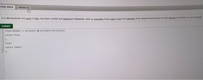 Solved JORK AREA RESULTS A 2-dimensional 3x3 array of ints, | Chegg.com