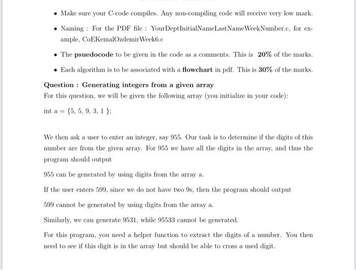 Solved - Make sure your C-code compiles. Any non-compiling | Chegg.com