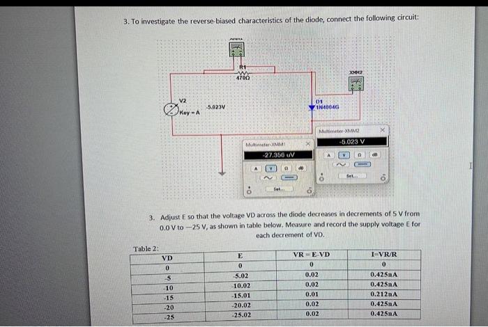 Solved 6. For each set of voltages V1 and V2 in Tables 3 and | Chegg.com