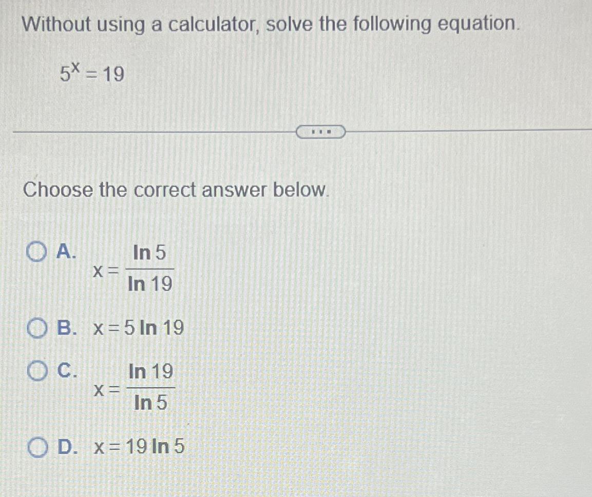 Solved Without using a calculator, solve the following | Chegg.com