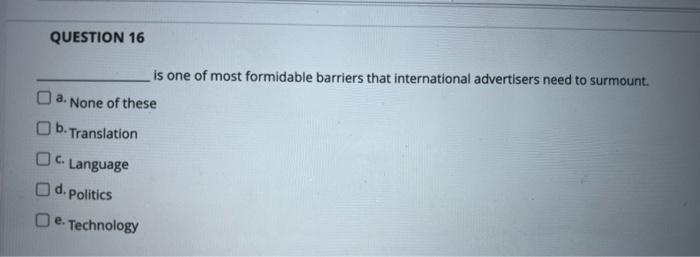 Solved is one of most formidable barriers that international | Chegg.com