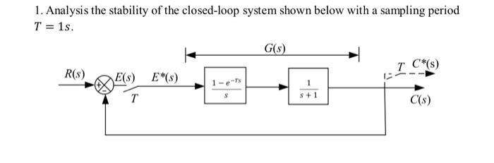 Solved 1. Analysis the stability of the closed-loop system | Chegg.com
