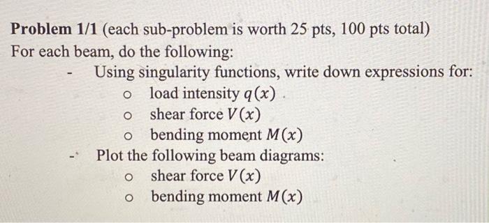 Solved Problem 1/1 (each sub-problem is worth 25pts,100pts | Chegg.com