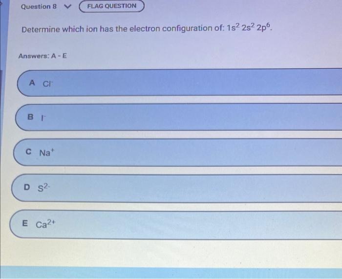 Solved Determine which ion has the electron configuration | Chegg.com