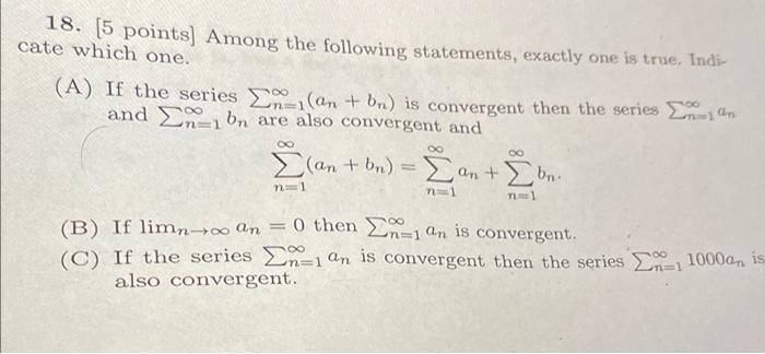 Solved 18. [5 points] Among the following statements, | Chegg.com