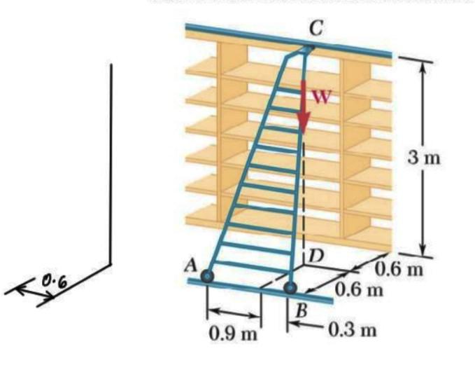 Solved Given W = Ladder + Person = 150kg, The wheels at A & | Chegg.com