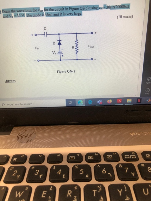 Solved Draw the waveform for for the circuit in Figure Q2(c) | Chegg.com