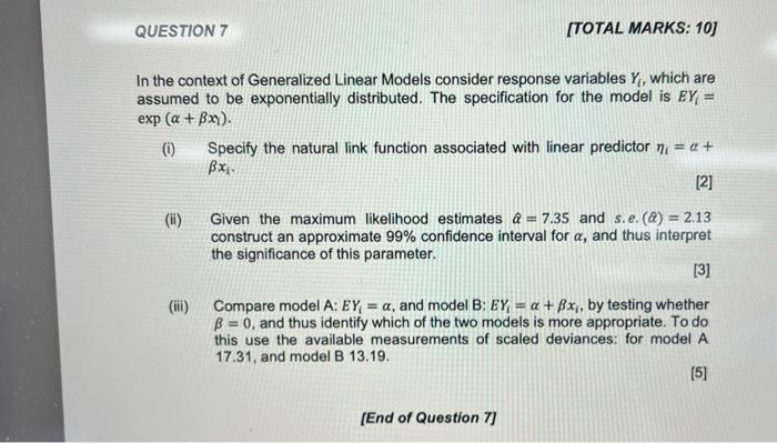 In the context of Generalized Linear Models consider | Chegg.com