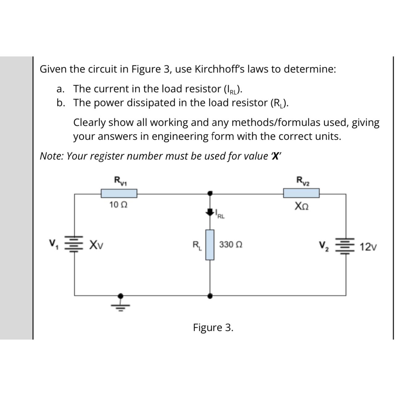 Solved Given the circuit in Figure 3, ﻿use Kirchhoff's laws | Chegg.com