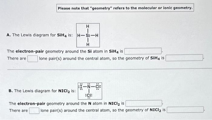 Solved Please note that "geometry" refers to the molecular | Chegg.com