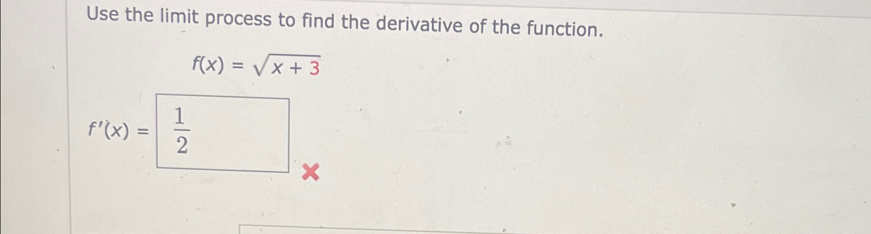 Solved Use the limit process to find the derivative of the | Chegg.com