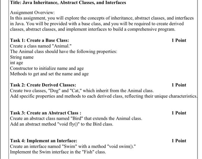 Solved Title Java Inheritance Abstract Classes And