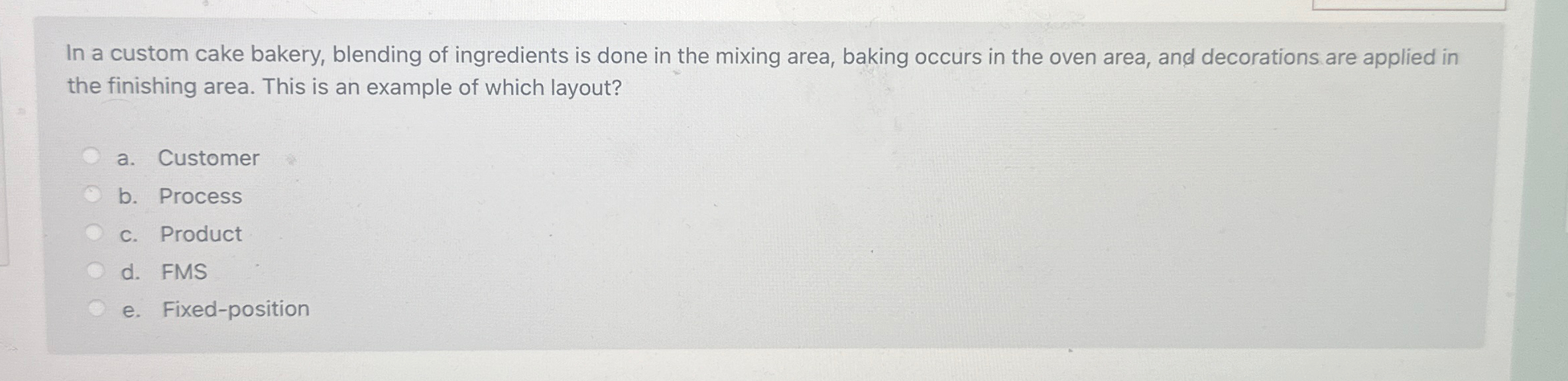 Solved In a custom cake bakery, blending of ingredients is | Chegg.com