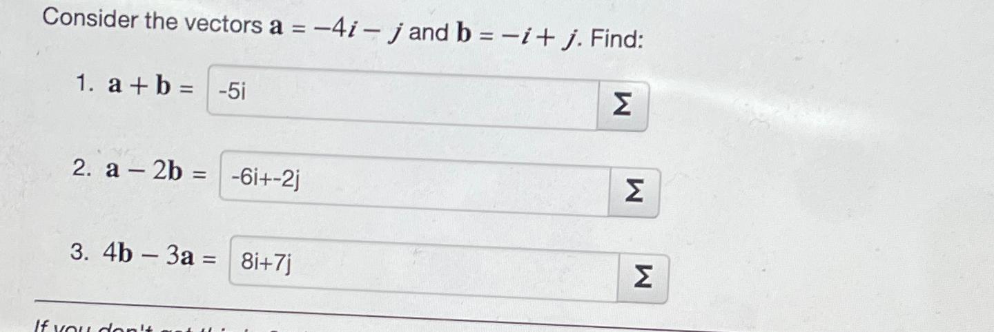 Solved Consider the vectors a=-4i-j ﻿and b=-i+j. | Chegg.com